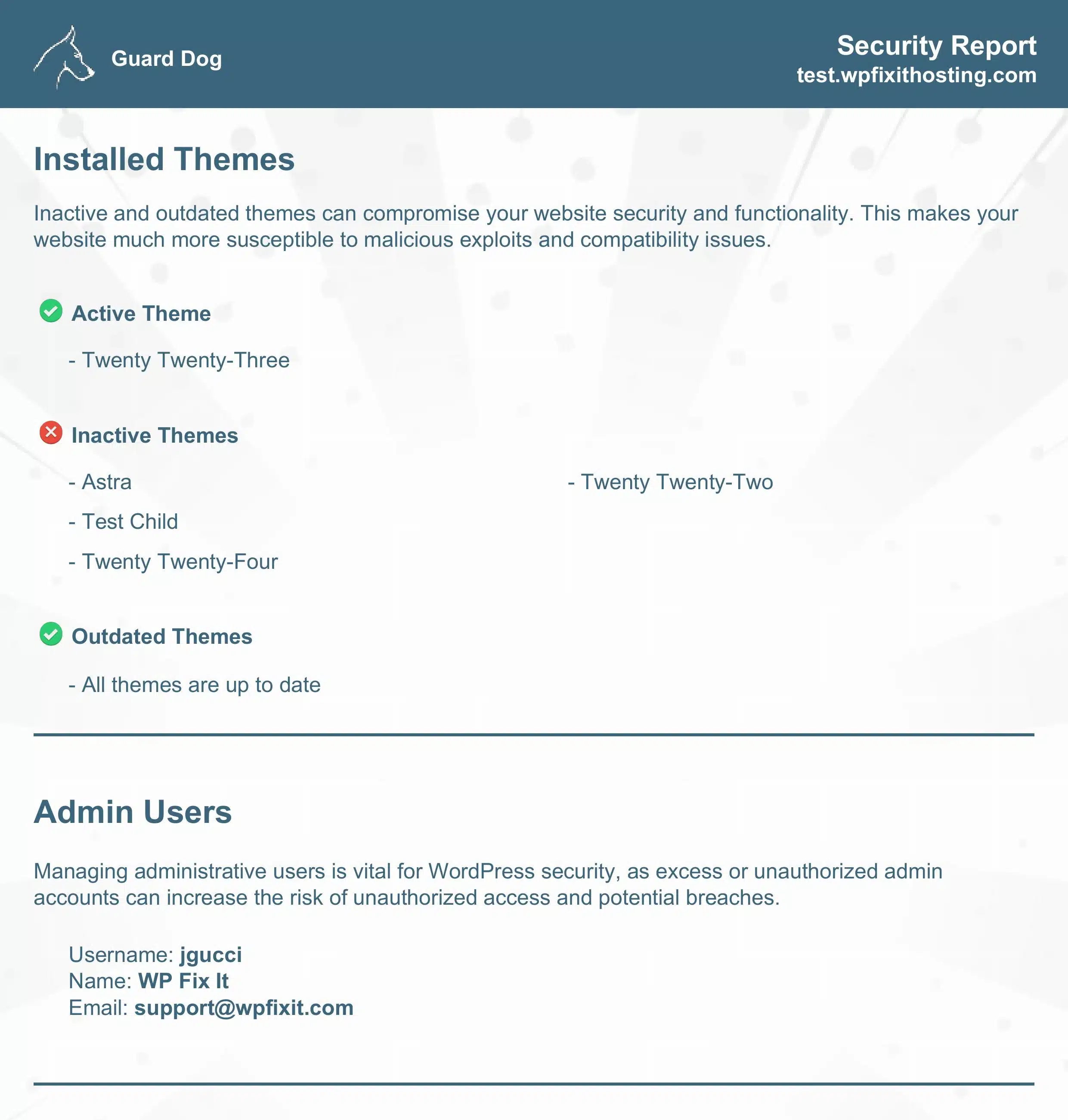 Guard Dog Security Plugin - WP Fix It